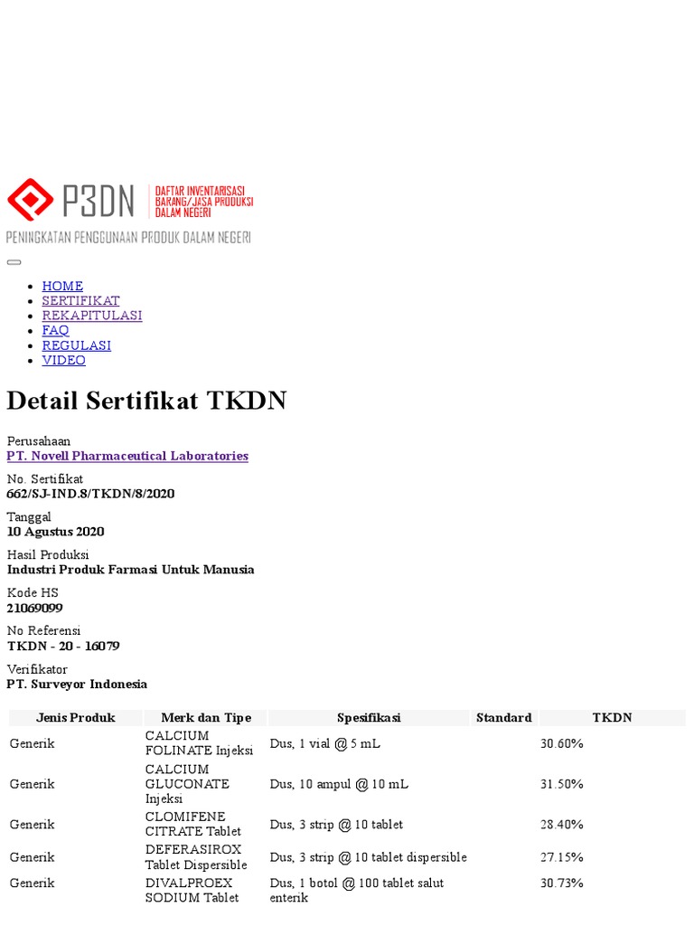 Detail Sertifikat TKDN | PDF