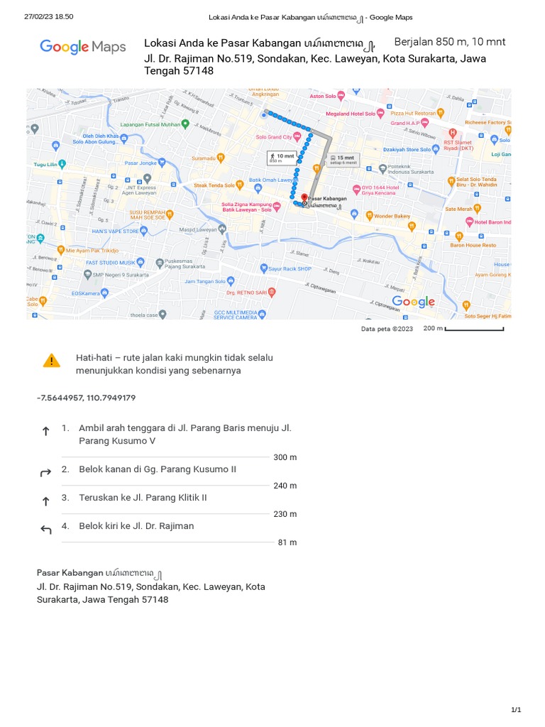 Lokasi Anda Ke Pasar Kabangan - Google Maps | PDF