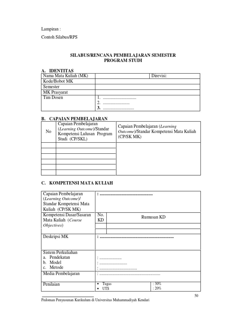 Format Penyusunan Silabus-RPS | PDF