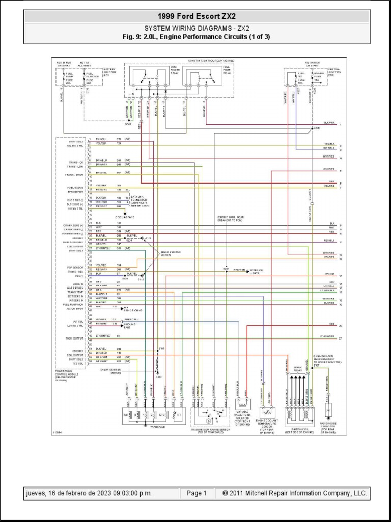 Diagrama Electrico Ford Escort ZX2 1999 2.0 | PDF