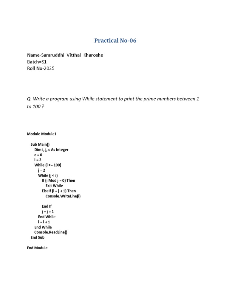 Practical No-6 | PDF