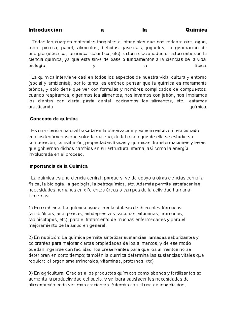 Introduccion A La Quimica | Descargar gratis PDF | Química | Importar