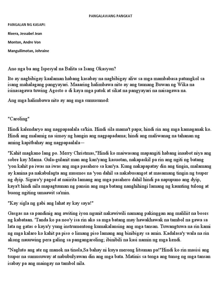 Lathalain Tungkol Sa Ispesyal Na Okasyon | PDF