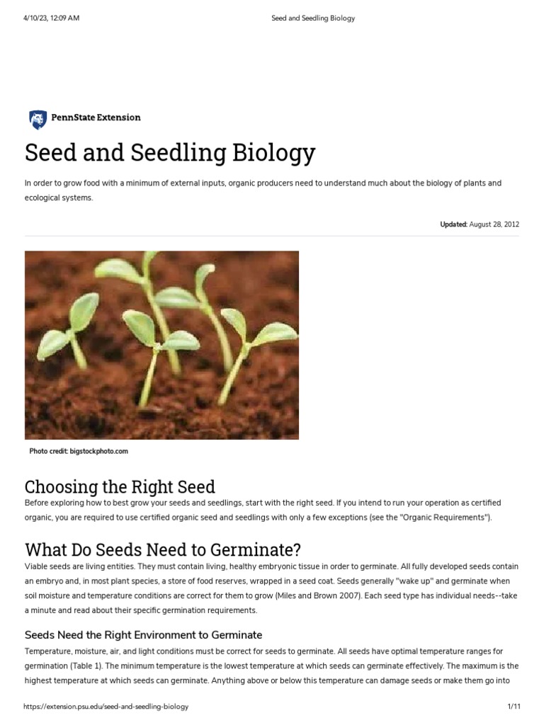Seed and Seedling Biology | PDF | Germination | Seed