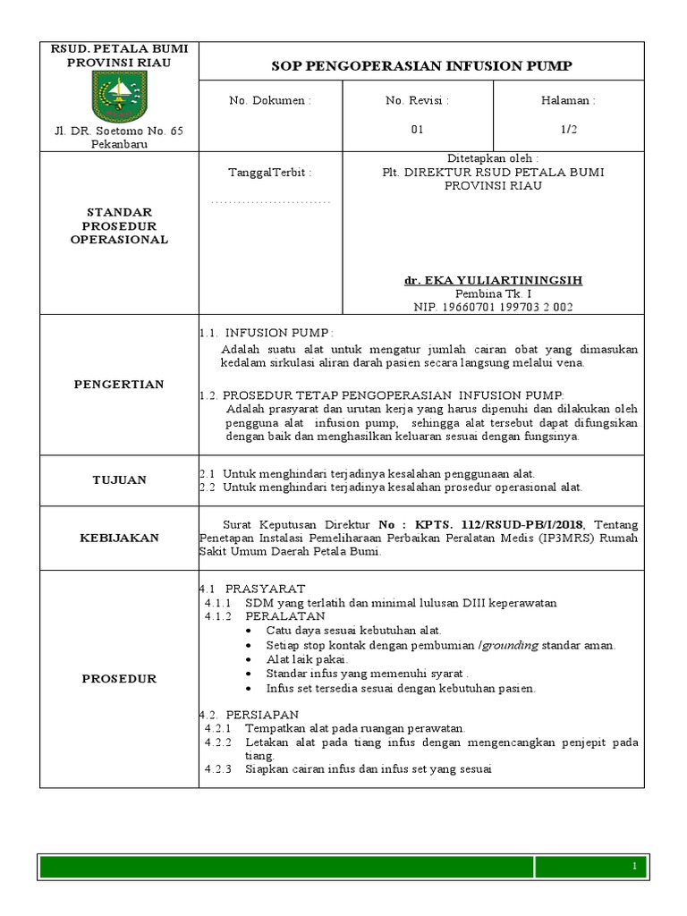 SOP INFUSION PUMP | PDF