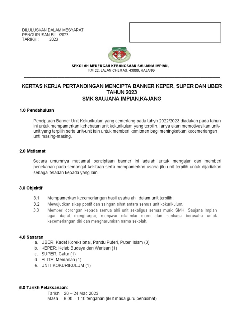 Kertas Kerja Banner Koku 2023 | PDF