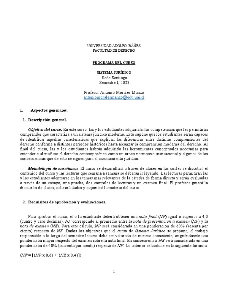 Curso de Sistema Jurídico 2023 UAI | PDF | Ciencias Políticas | Justicia