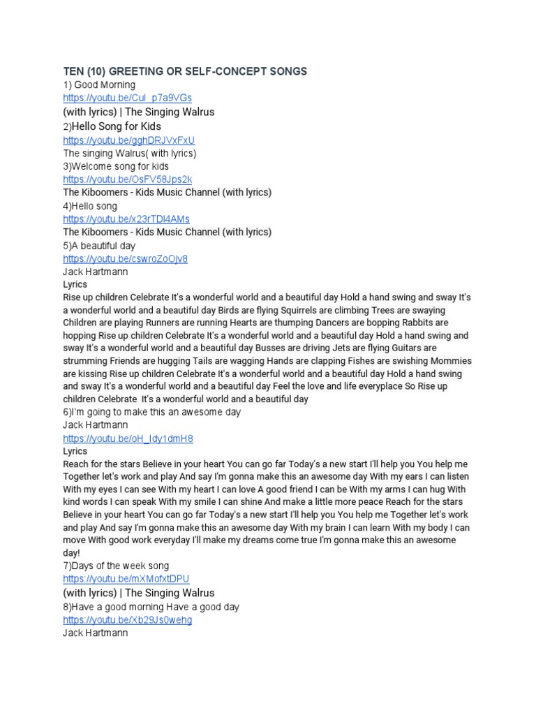 (With Lyrics) - The Singing Walrus Hello Song For Kids: Ten (10 ...