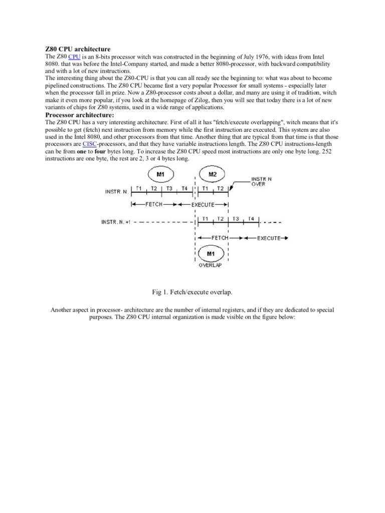 Z80 CPU Architecture | Instruction Set | Central Processing Unit