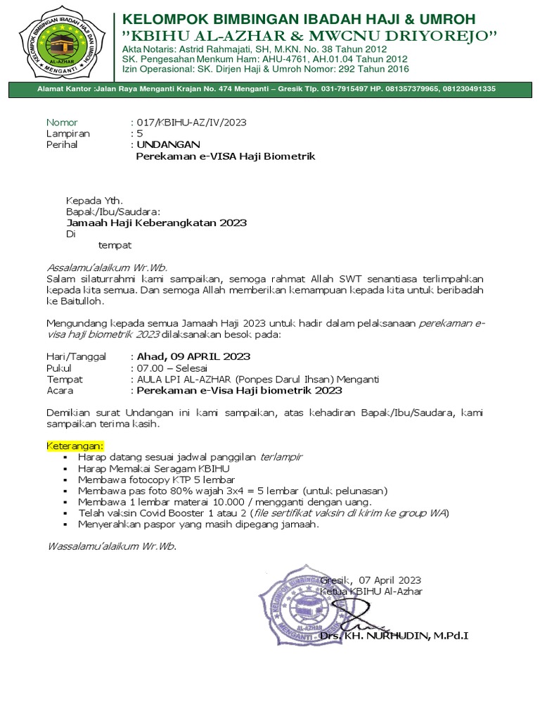 Undangan E-Visa Bio 2023 | PDF