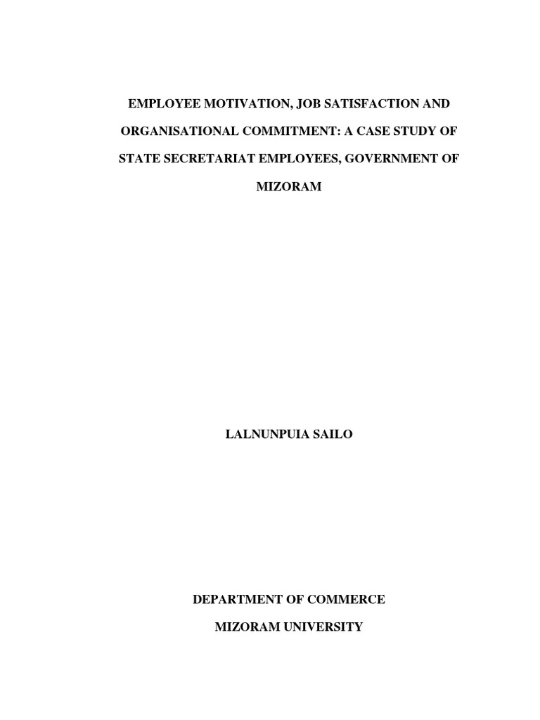 Employee Motivation, Job Satisfaction and Organisational Commitment: A ...