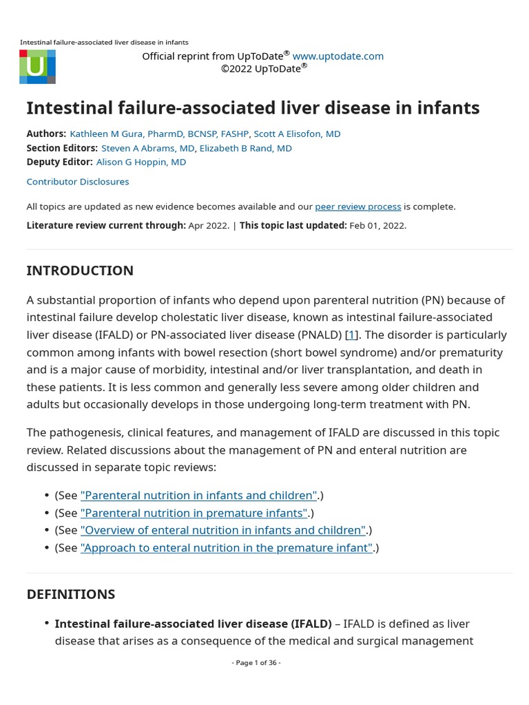 Intestinal Failure-Associated Liver Disease in Infants | PDF ...