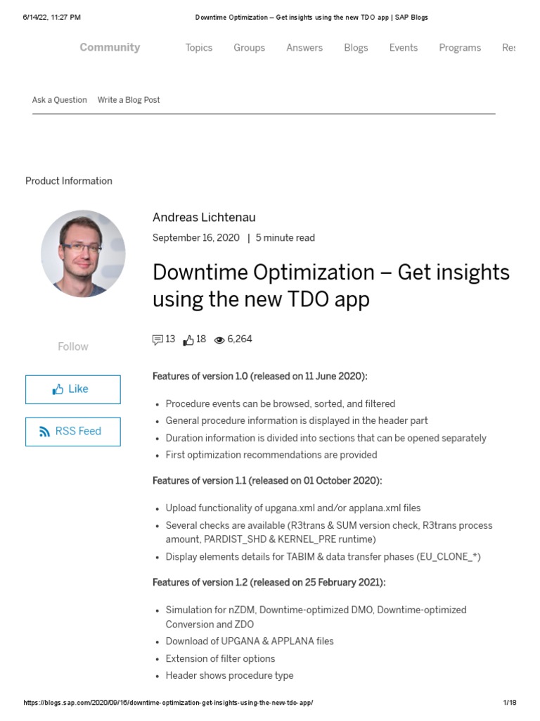Downtime Optimization - Get Insights Using The New TDO App - SAP Blogs ...