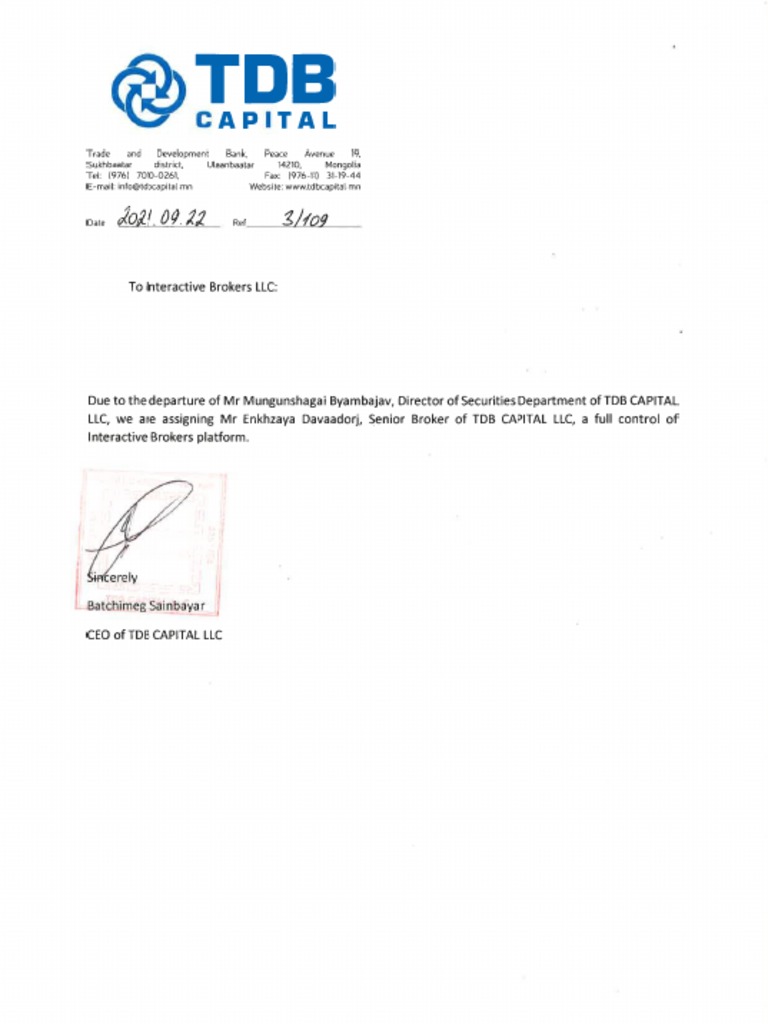 TDB CAPITAL LLC Office Change Request | PDF