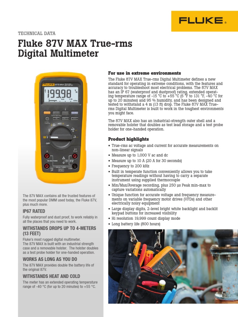 Fluke 87V MAX True-Rms Digital Multimeter: Technical Data | PDF | Electrical Engineering ...
