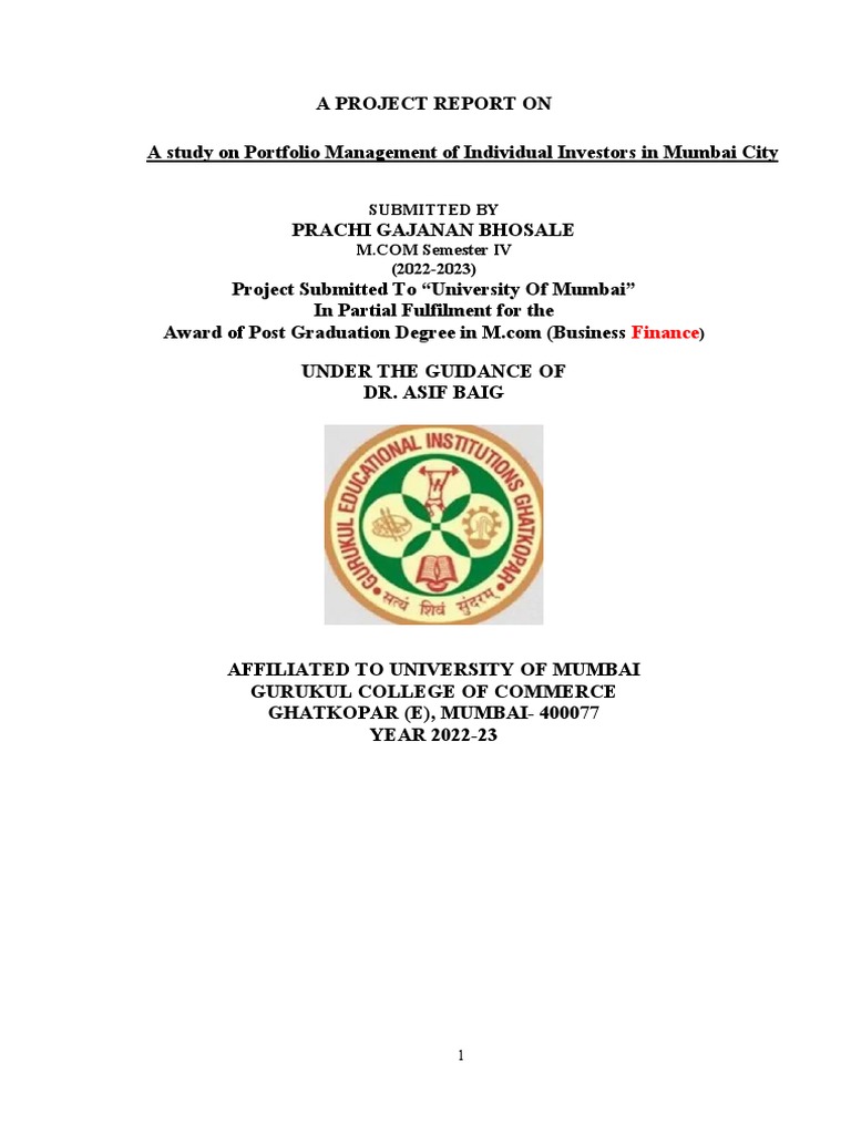 A Comprehensive Study on Portfolio Management of Individual Investors in Mumbai | PDF ...
