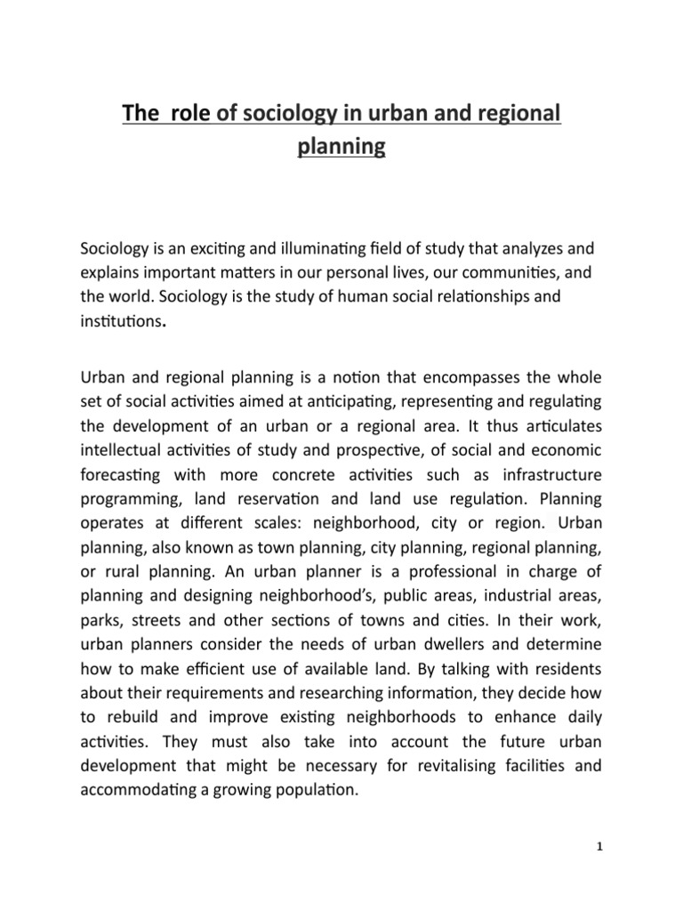 Sociology's Impact on Urban Planning | PDF | Sociology | Urban Planning