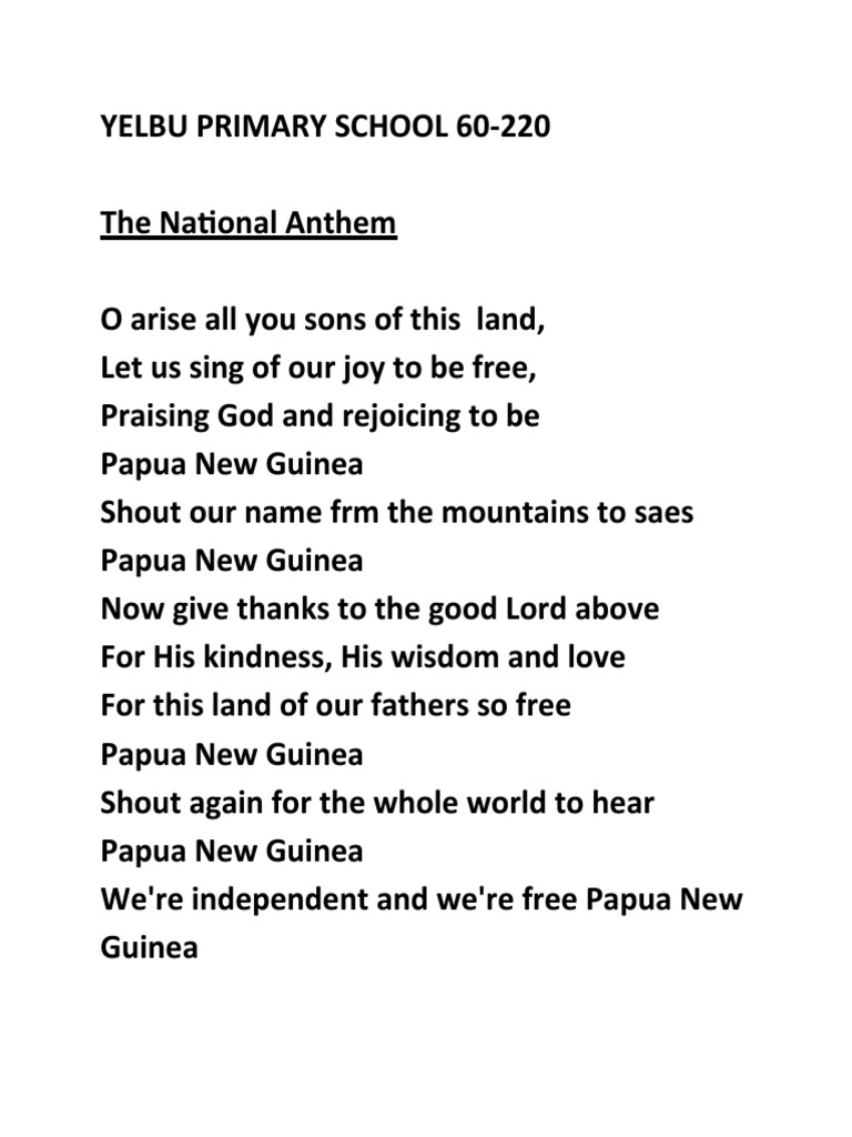 Papua New Guinea National Anthem & Pledge | PDF | Religion & Spirituality
