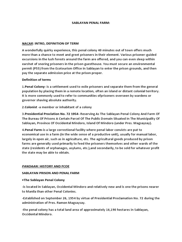 Manuscript - Sablayan Prison and Penal Farm | PDF | Prison | Penology