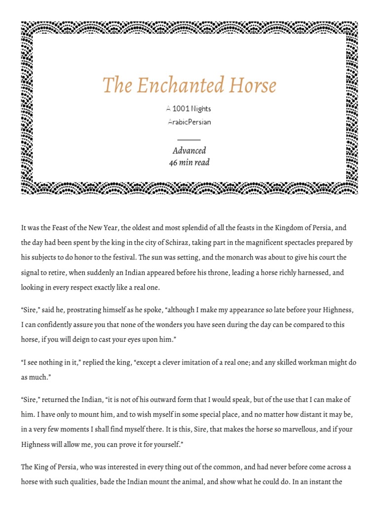 The Enchanted Horse: A Story from 1001 Nights | PDF