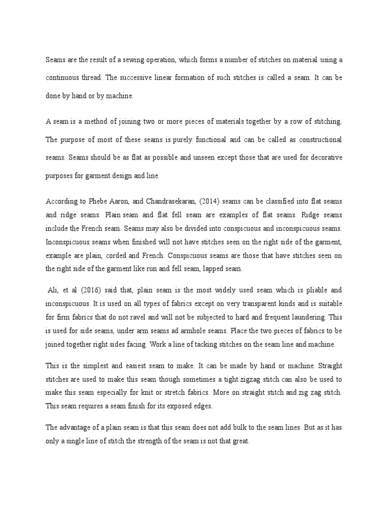 Seams Pdf Seam Sewing Textiles