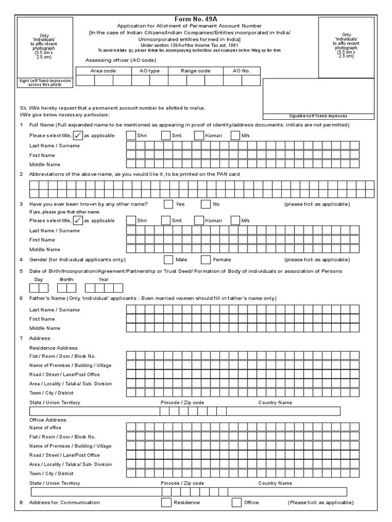 Form No. 49A | PDF | Written Communication | Government