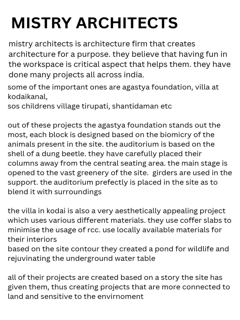 Mistry Architects | PDF