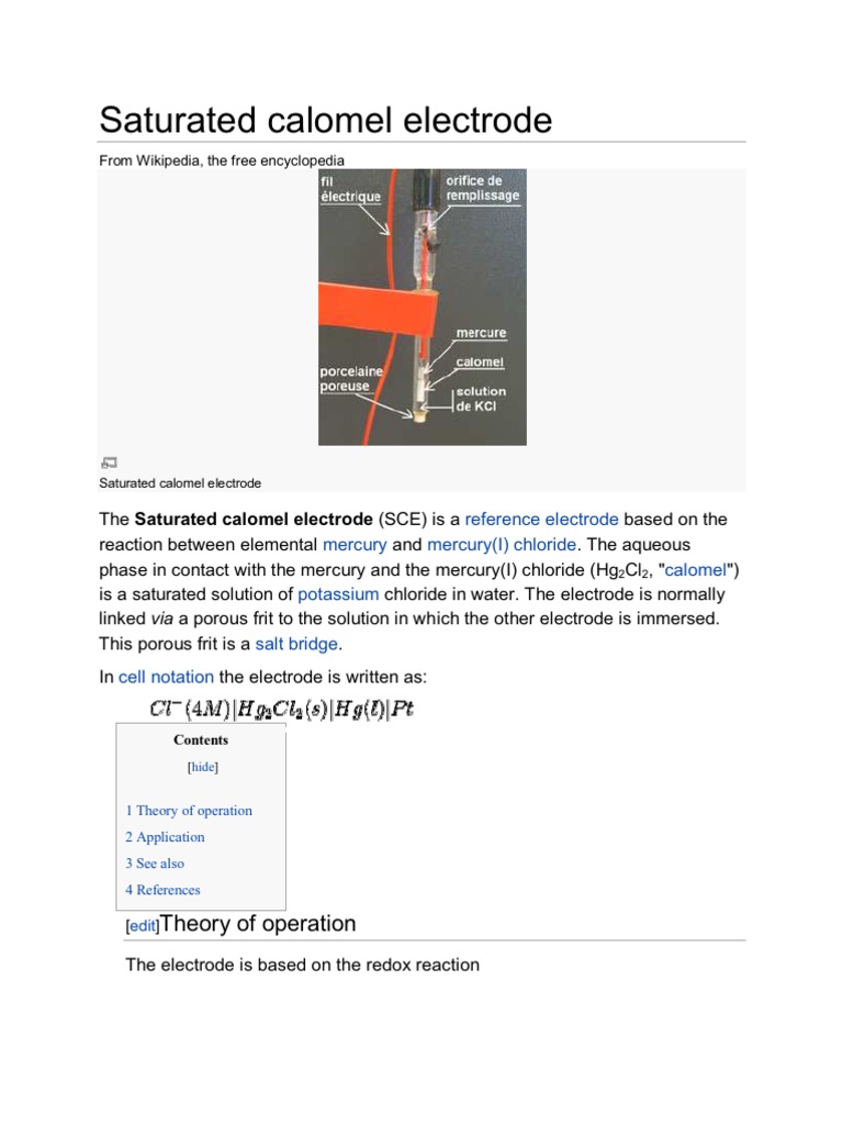 Saturated Calomel Electrode | PDF | Teaching Methods & Materials ...