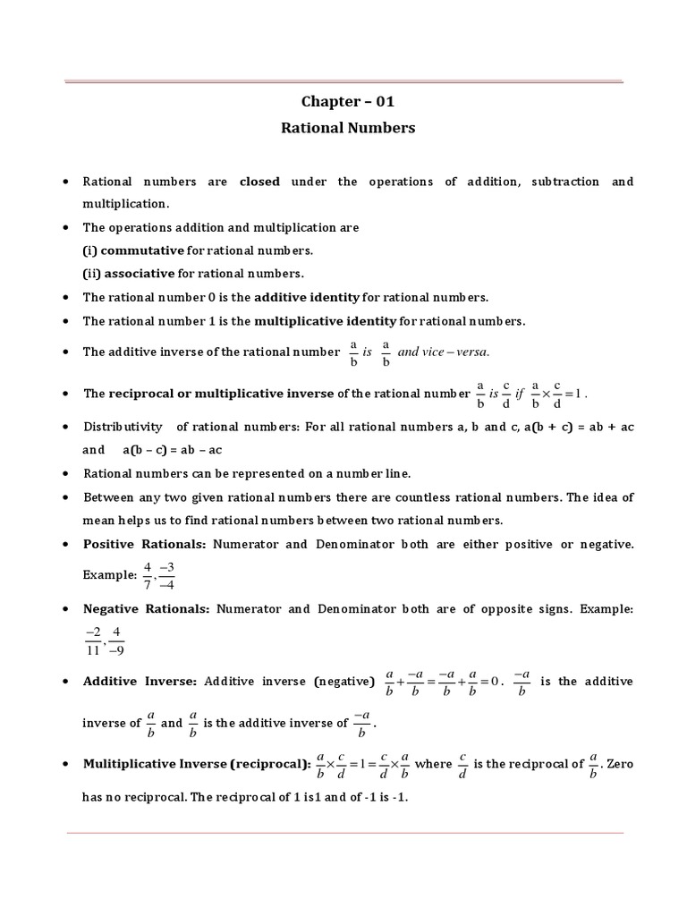 An In-Depth Look at Key Concepts Regarding Rational Numbers, Linear ...