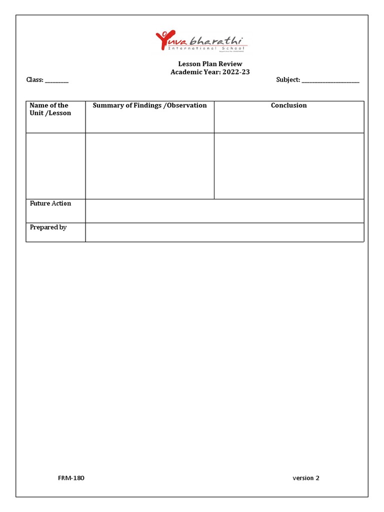 Edited Lesson Plan Review 2022-23 Template | PDF