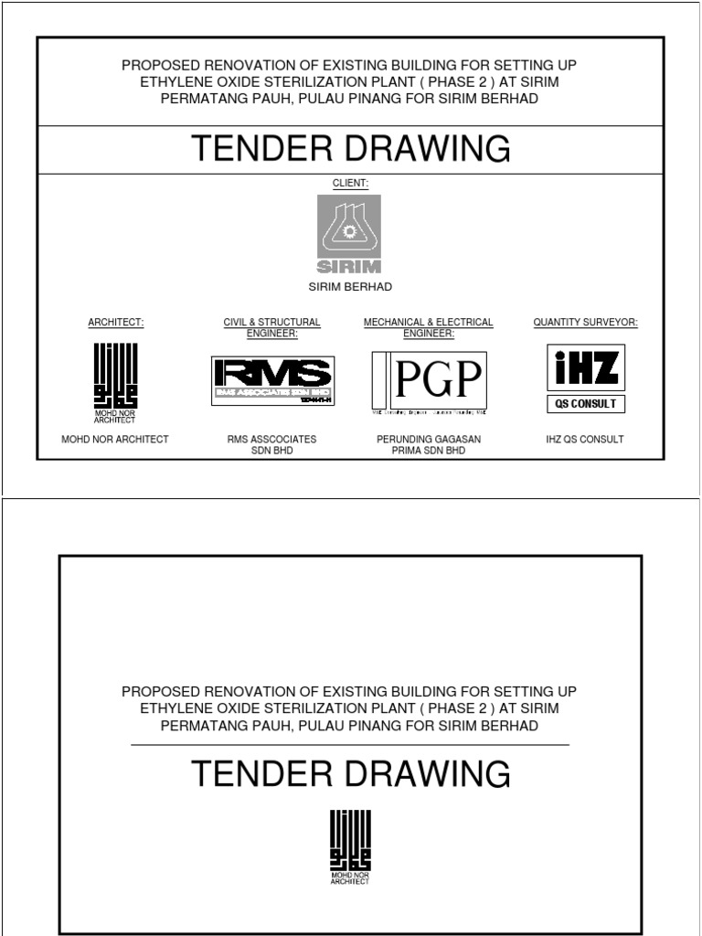 Tender Drawing M&e (Sirim) | PDF