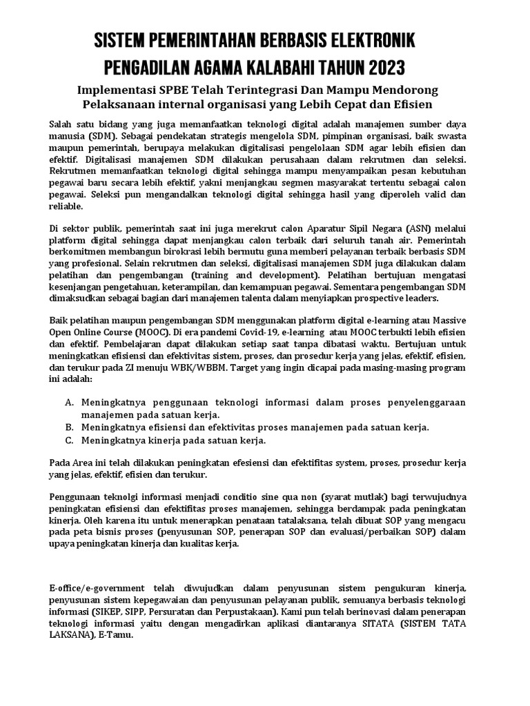 Digitalisasi SDM dan Efisiensi SPBE | PDF | Bisnis | Pengelolaan Keuangan & Uang