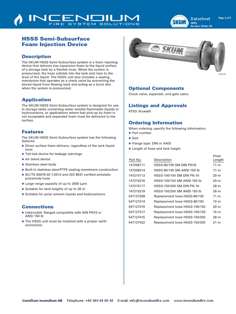 Skum HSSS 100 150 | PDF | Valve | Foam