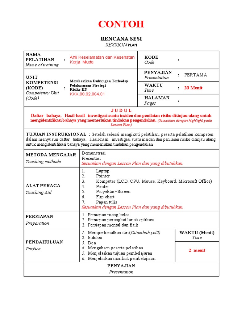 Contoh Session Plan | PDF
