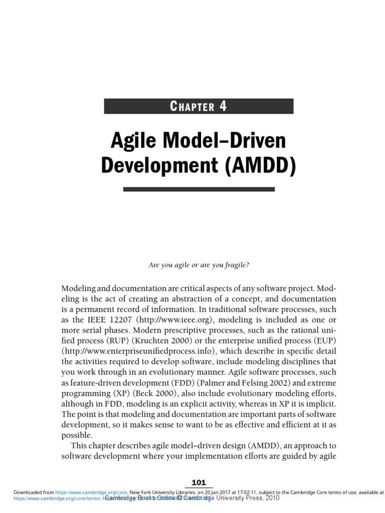 Chapter 4 Agile Modeldriven Development Amdd Pdf Agile Software Development Software 