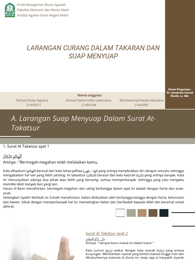 Larangan Curang Dalam Takaran Dan Suap Menyuap | PDF