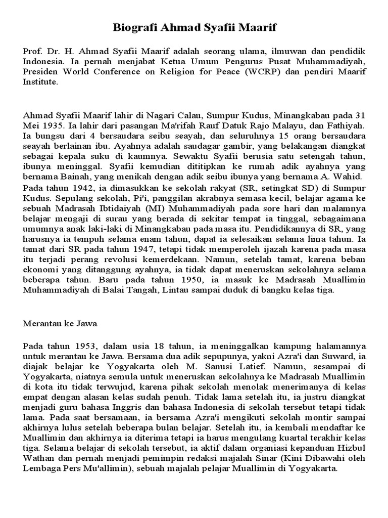 Biografi Ahmad Syafii Maarif | PDF