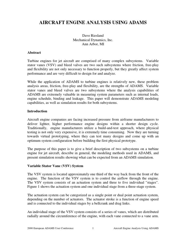 MDI Aircraft Engine Analysis | PDF