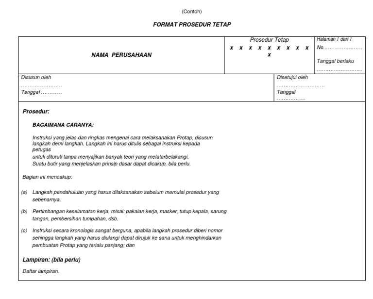 Format Prosedur Tetap (Protap) | PDF