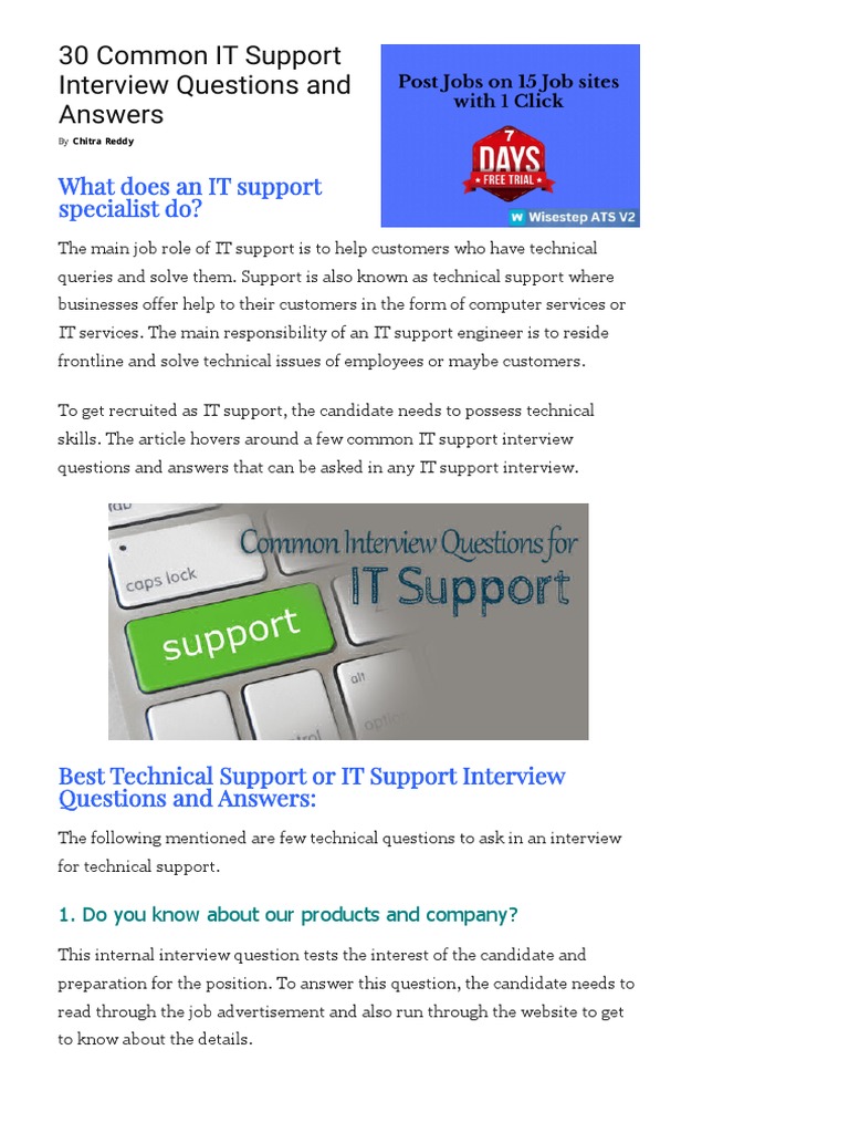 IT Support Interview Q&A Guide | PDF | Computer Hardware | Bios
