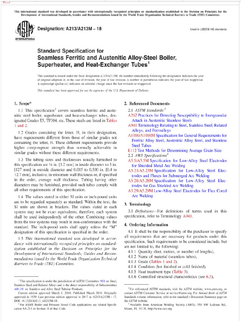 Astm A213/a213m-2018 | PDF