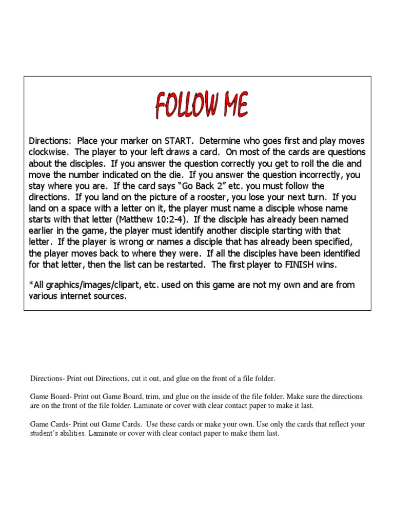 Follow Me Game | PDF | Jesus | John The Apostle