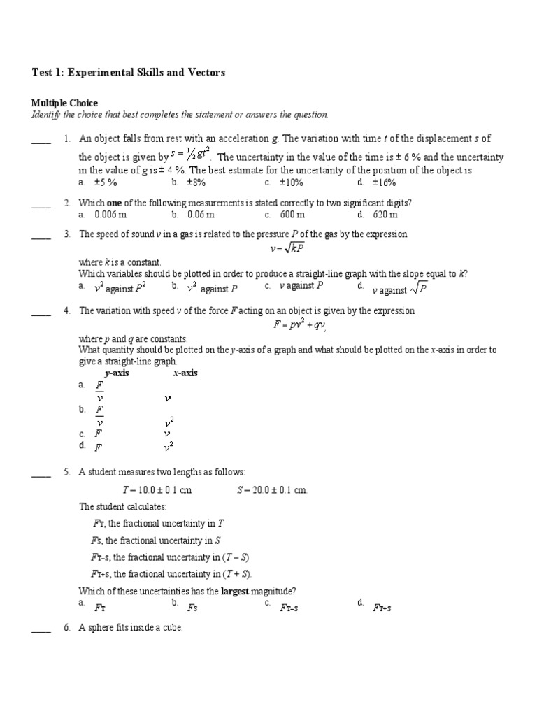 Meas Vectors Test 2017 | PDF | Significant Figures | Amplitude