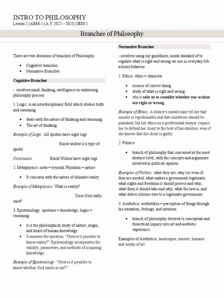 Intro To Philo - Lesson 2 | PDF | Reason | Epistemology