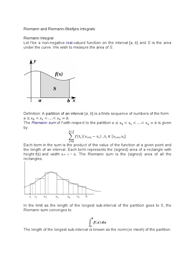Riemann and Riemann-Stieltjes Integrals | PDF | Integral | Mathematical Relations