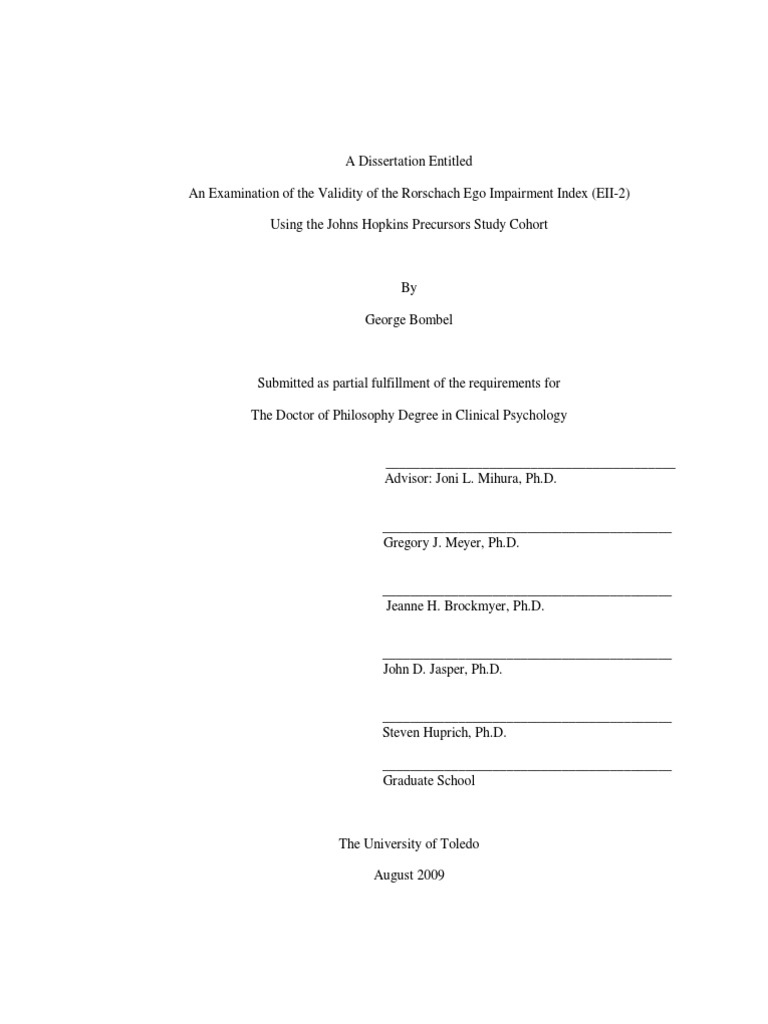 An Examination of The Validity of The Rorschach Ego Impairment Index ...