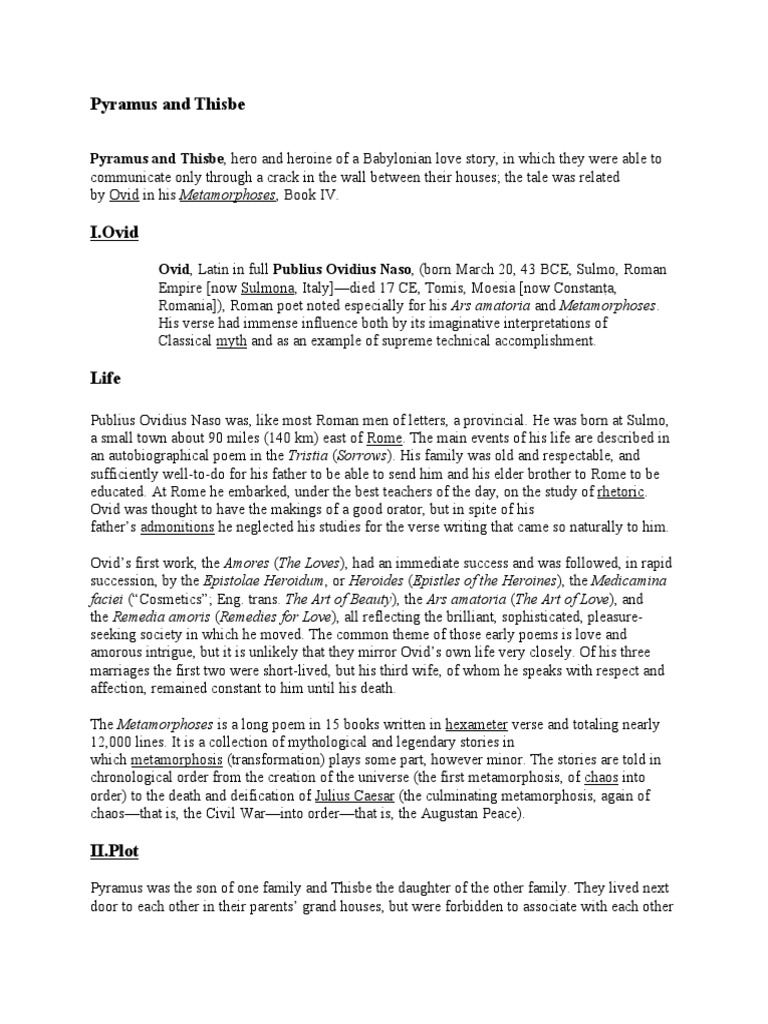 Pyramus and Thisbe: Pyramus and Thisbe, Hero and Heroine of A ...