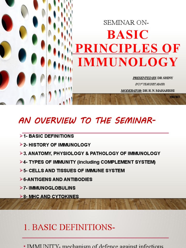 Basic Principles of Immunology: Seminar On | PDF | Immune System | Antigen