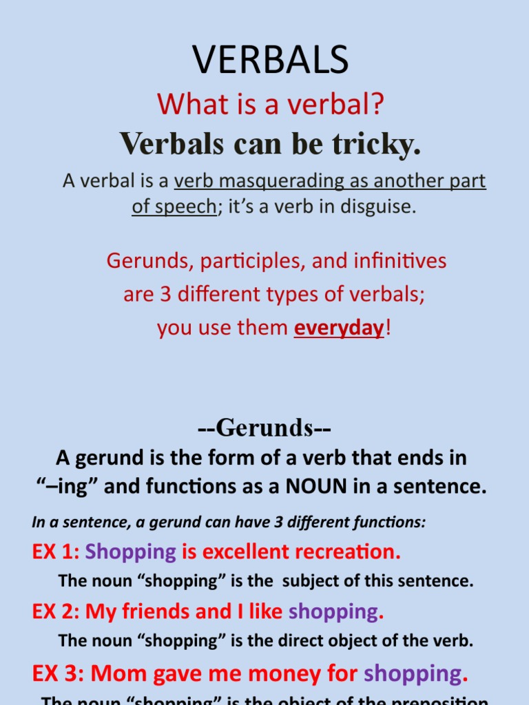New VERBALS PPT - Gerund-Participles-Infinitives | PDF | Verb | Adjective