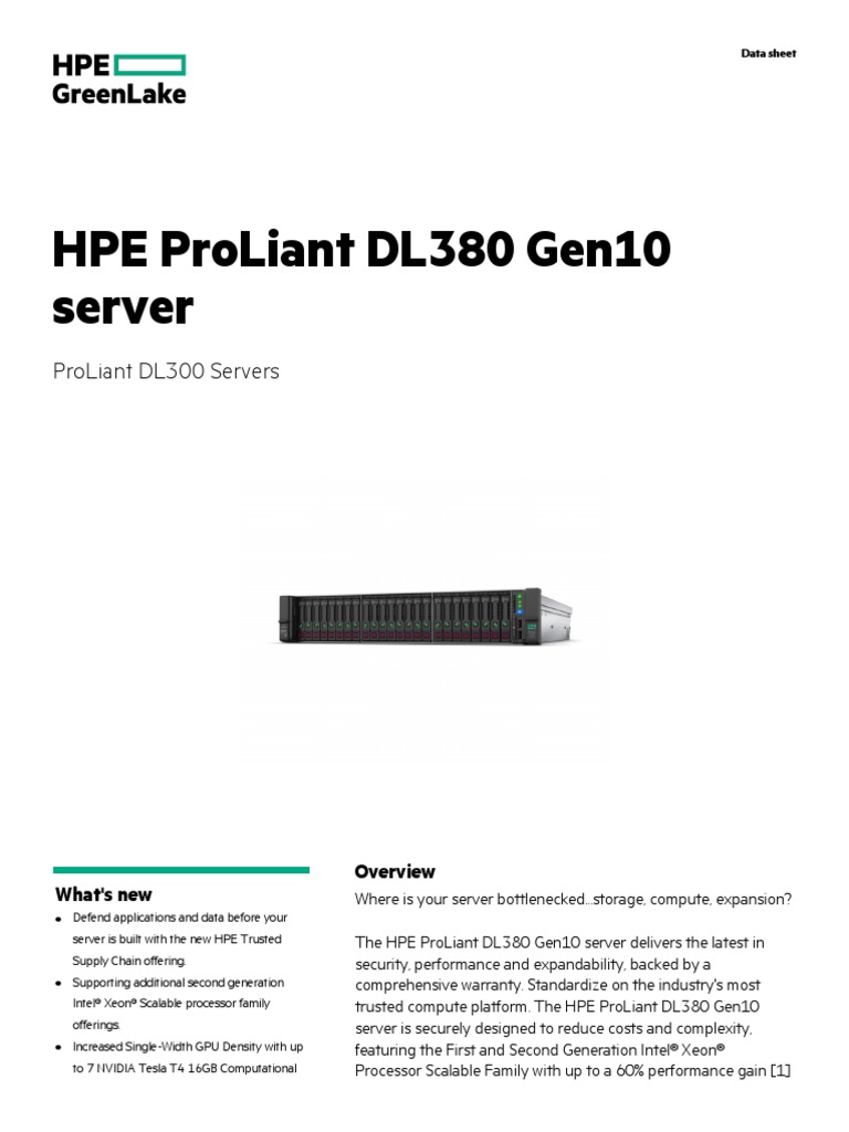 HPE ProLiant DL380 Gen10 server-PSN1010026818USEN | PDF | Computing | Computer Engineering